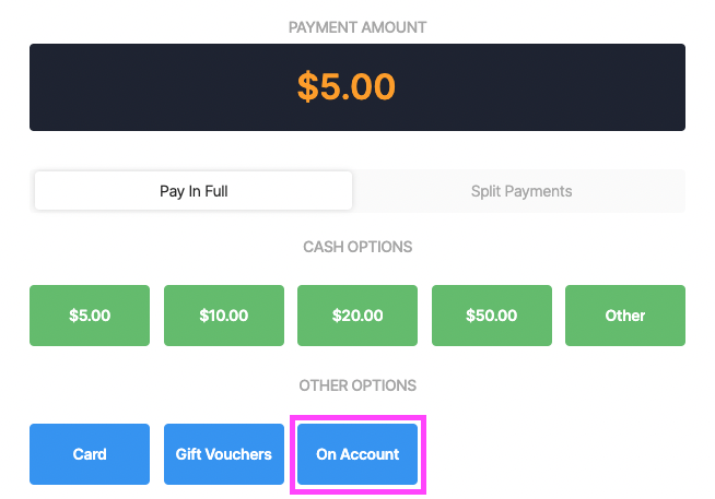 Using ' Accounts ' in POS